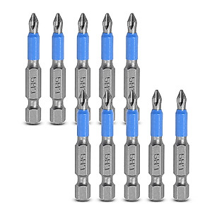 Uenhoy 10 Pcs Magnetic Phillips Screwdriver Bits Set 2 Inch Long Anti Slip Phillips Bits #1, 1/4 Inch Hex Shank (PH1 x 50MM)