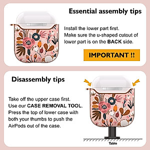 TATOFY Case Cover for AirPods 1&2, Stylish AirPods Case for Women Girls, Flower Patterns Protective Hard Case with Clip (Pink)