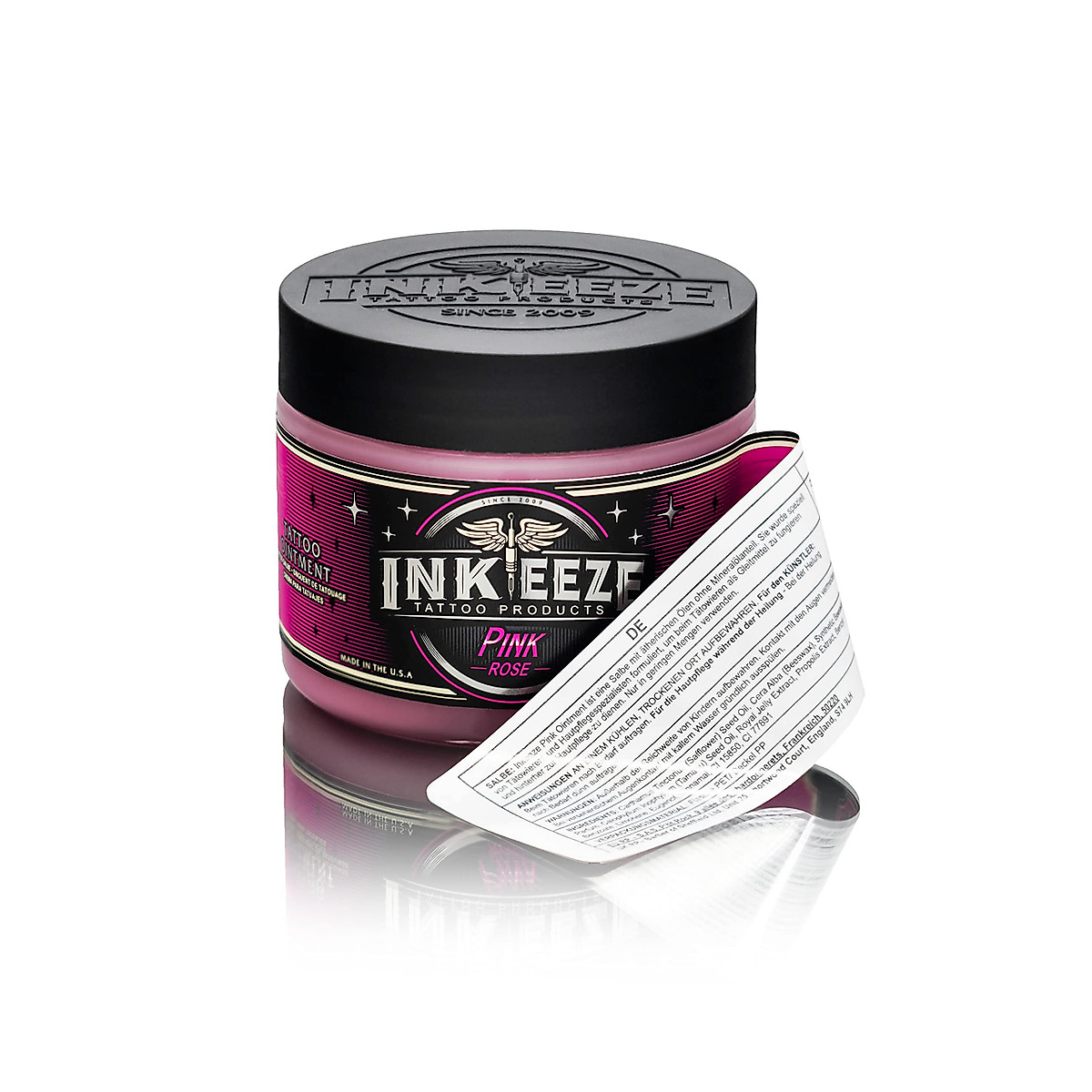 INK-EEZE Pink Tattoo Ointment for Artists and Aftercare, Essential Oils, Vegan, Cruelty Free, Made in USA, Bubble Gum, 6oz