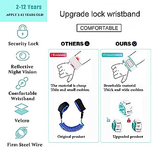 Anti Lost Wrist Link 2 Pack, WSZCML Toddler Safety Leash with Key Lock, Reflective Child Walking Harness Rope Leash for Kids & Babies, 2.5M / 8.2ft Cyan + 2.5M / 8.2ft Light Pink