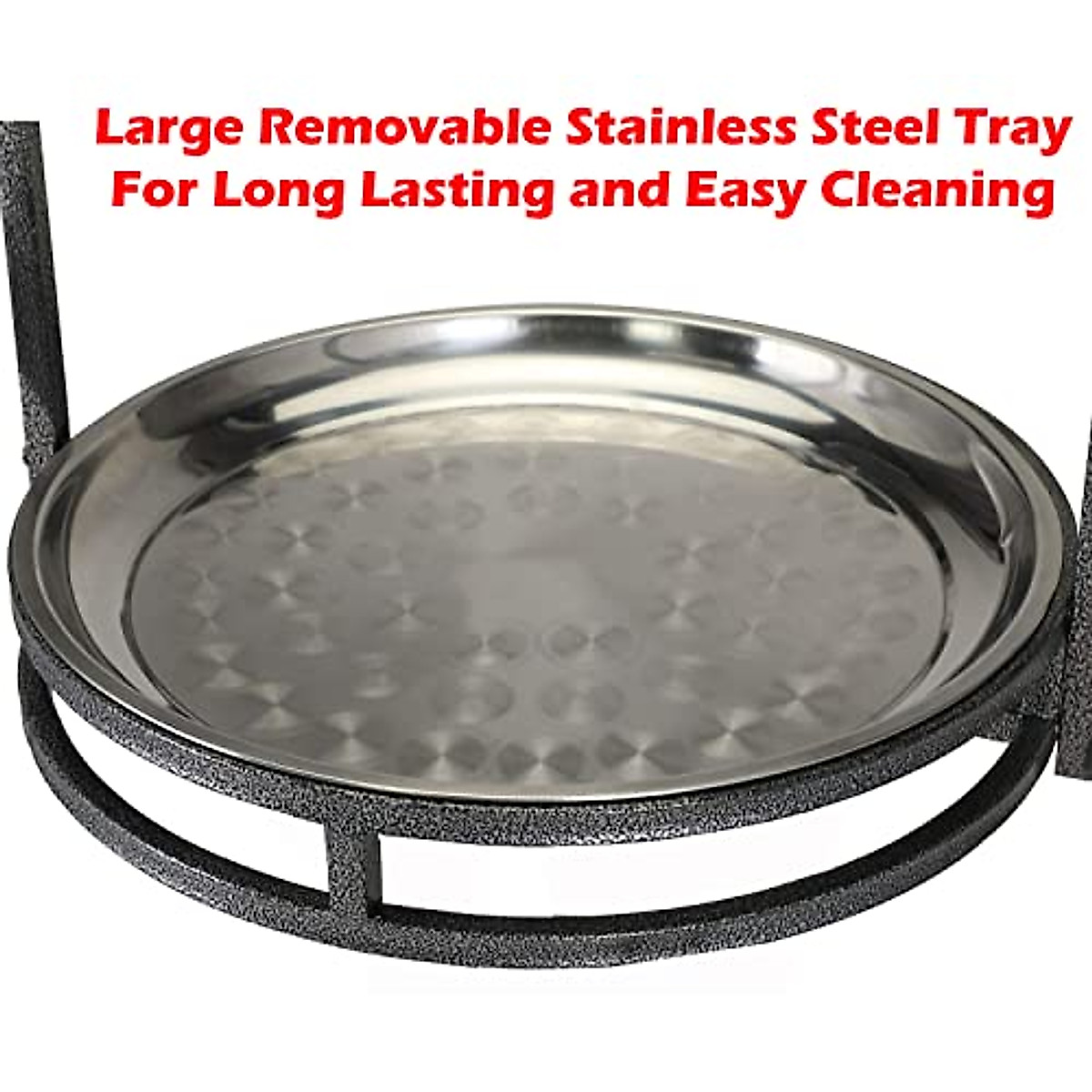 72" Large Elegant and Sturdy Wrought Iron Hangout Bird Play Stand Play Ground Stainless Steel Pan with Metal Toy Hook