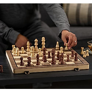 15" Wooden Chess Sets - Chess & Checkers Board Game | with 2 Extra Queens | Wooden Chess Set | Chess Board Set | Chess Sets for Adults | Chess Sets for Adults & Kids | Checkers Game for Kids & Adults
