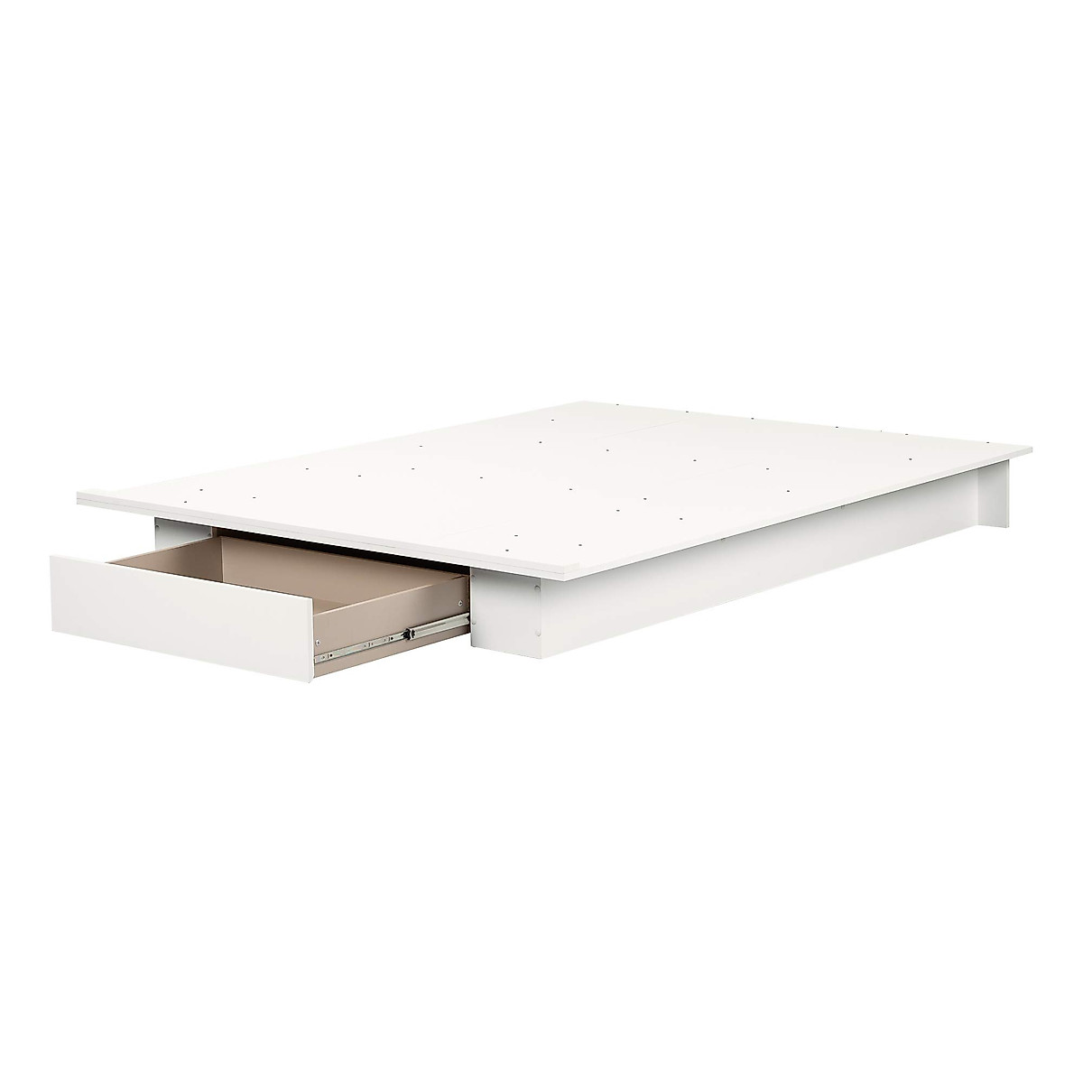 South Shore Kanagane 1-Drawer Platform Bed-Full/Queen-Pure White