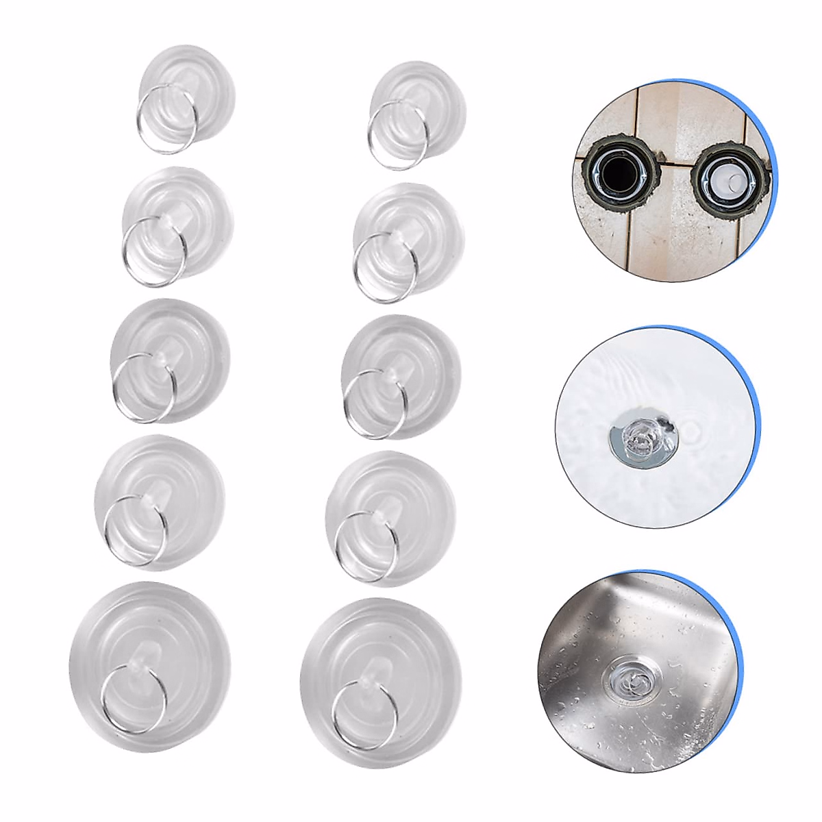 10 Pcs Washbasin Stopper Washbasin Plug Rubber Sink Plug Bathtub Stoppers Sink Stopper with Ring Drain Stopper Basin Plug with Ring Kitchen Sink Stopper Rubber Tub Plug Bath Plugs
