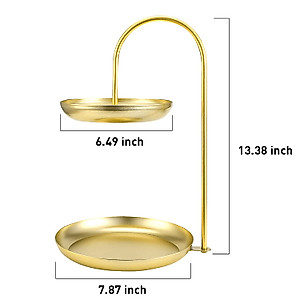 ManChDa 2-Tier Jewelry Tray Glod Multi Layer Necklace Holder Attractive Gold Jewelry Storage Display Stand Double Jewelry Organizer Table Storage Tray for Key, Bracelet & Ring