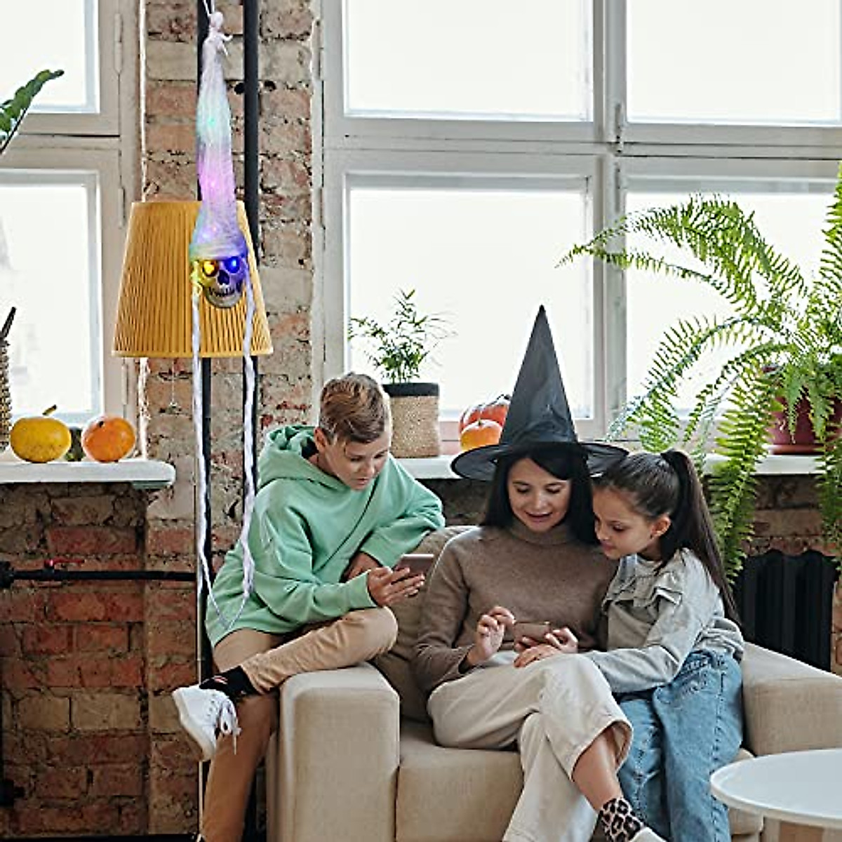 1Pc Luminous Decorative Scary Skull Pendant Halloween Party Skull Decor (White) Decor for Celebration Party