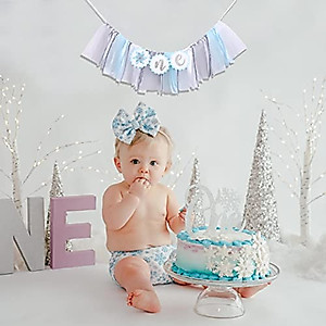 Winter Onederland High Chair Banner for 1st Birthday - Blue Frozen 1st Brithday Banner, Winter Wonederland Decorations Girl, Snow Flake High Chair Tutu, Winter First Birthday Decorations