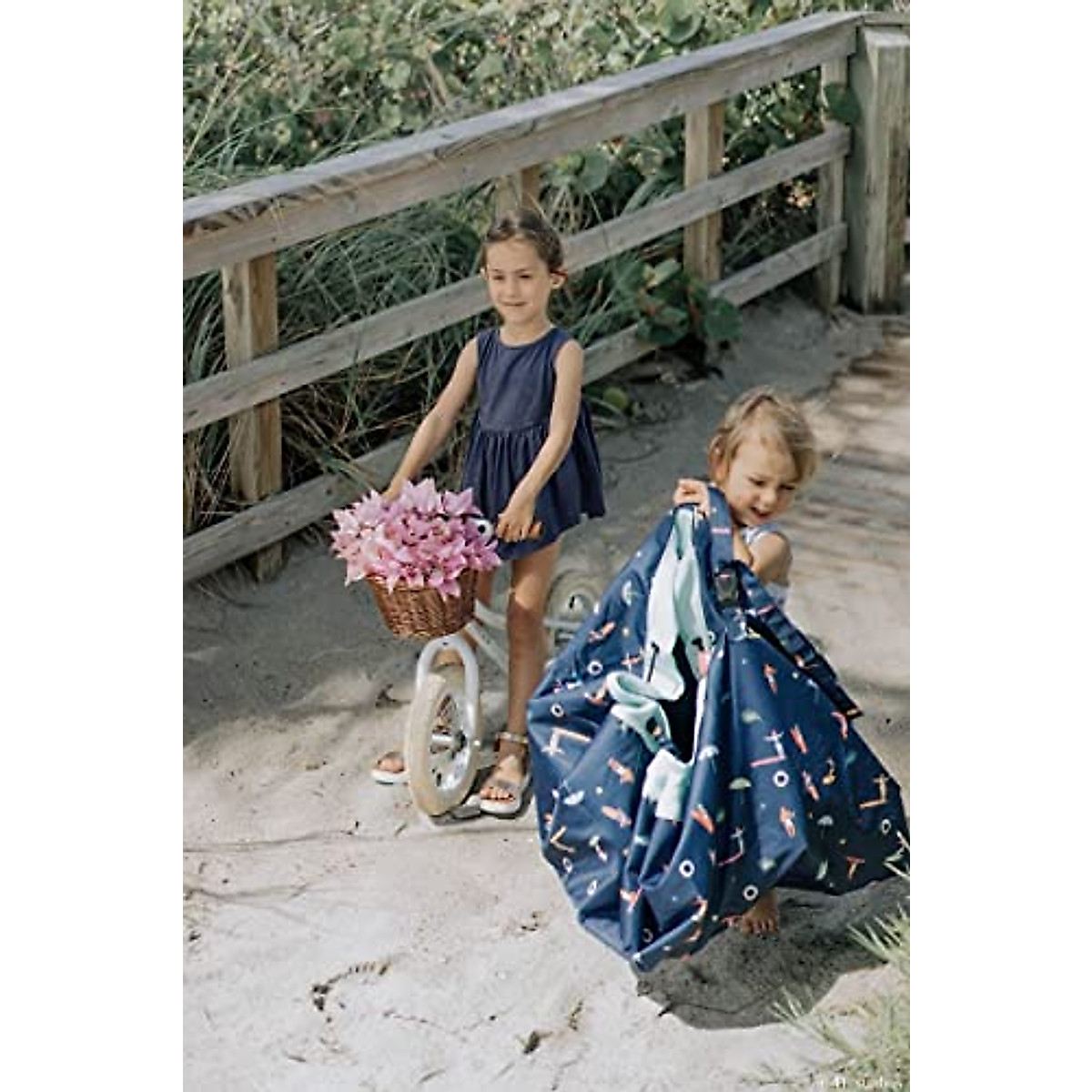 Play & Go Waterproof Drawstring Play Mat Storage Bag for Children - Kids Toy Storage Organizer - Drawstring Toy Bag - Large 55" Play Mat for Toddlers Toys and Bag for Storage - Surf