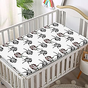 Roses Themed Fitted Crib Sheet,Standard Crib Mattress Fitted Sheet Ultra Soft Material-Baby Crib Sheets for Girl or Boy,28“ x52“,Dark Fuchsia Dark Green Charcoal Grey White