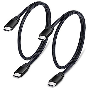 Short USB C to USB C Cable, Besgoods 1.5ft USB 2.0 Type C Charger Fast Charging & Data Transfer Braided Cord Compatible with Samsung Galaxy S22 Ultra/S21/S20/A53/Note10,Pixel 6/5,iPad -2Pack,Black