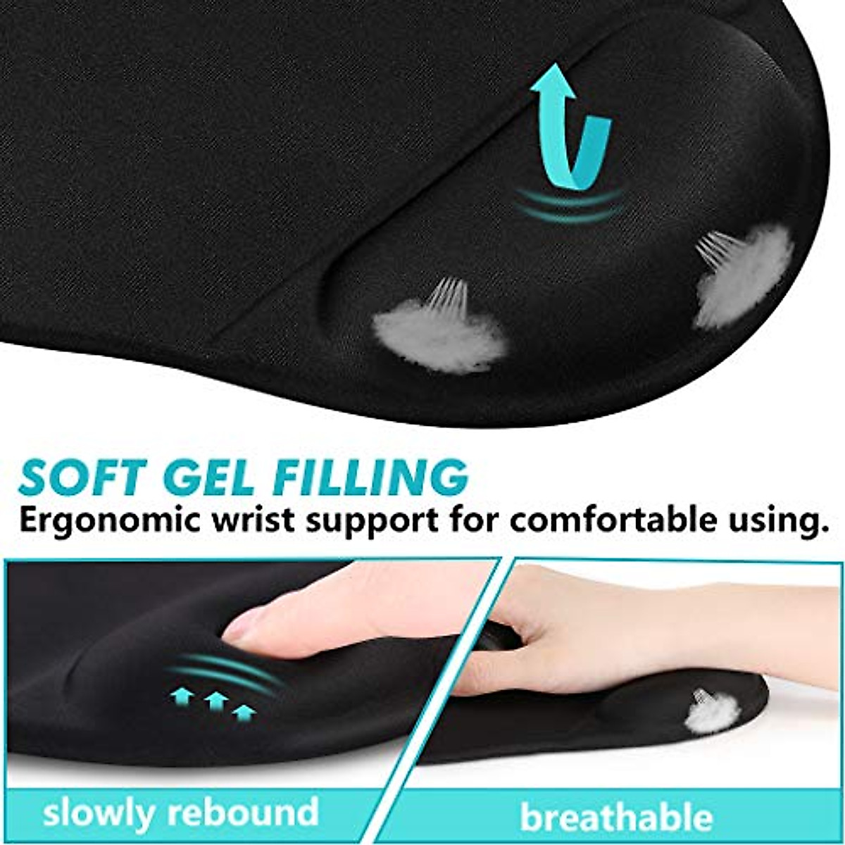 Ergonomic Mouse Pad with Superb Comfortable Wrist Rest Support Bar - Silicone Gel Mousepad with Non-Slip PU Base for Office, Home & Gaming