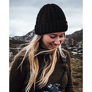 Camptrace Beanies Women Winter Hats for Women Fleece Lined Cable Knit Hat Warm Winter Snow Ski Skull Cap Black