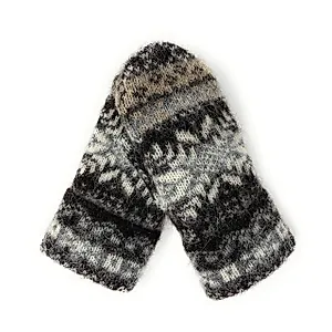 Freyja Canada Warm Women Knit Mittens 100% Icelandic Wool Fleece Lined dark chocolate, One Size