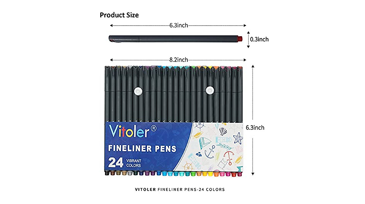 Vitoler 24 Colored Journaling Pens - Vibrant Fine Line Markers