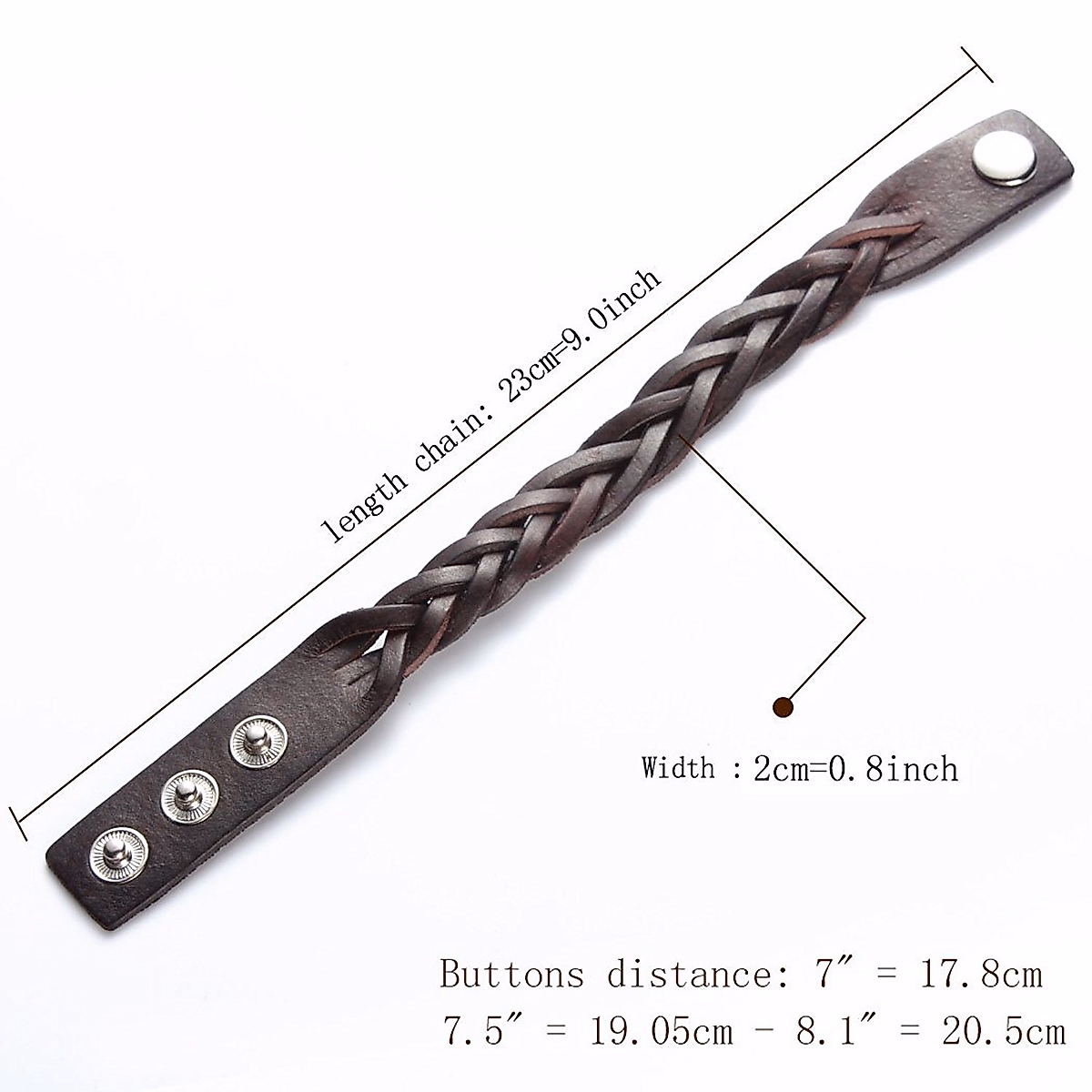 CCBFY Genuine Leather Bracelet Braided Sporty Wide Wristband Punk Jewelry for Men Women Brown