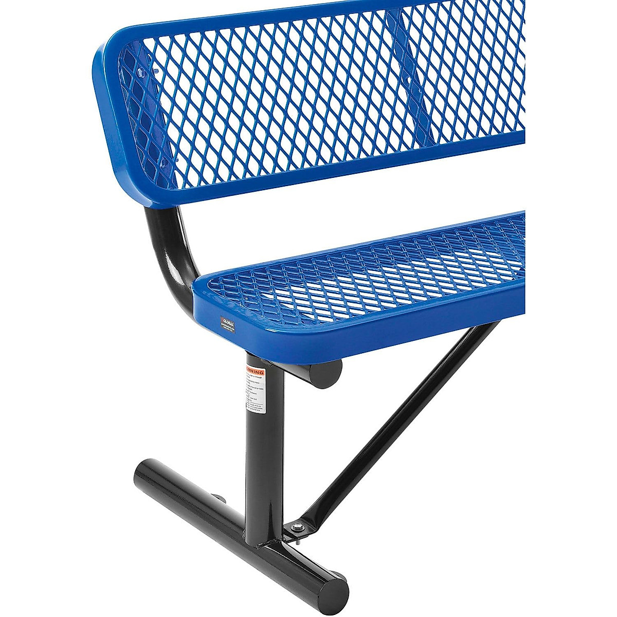 Global Industrial 48" L Outdoor Steel Bench with Backrest, Expanded Metal, Blue