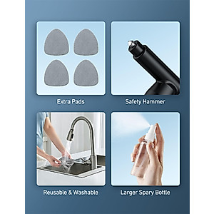 AstroAI Windshield Cleaner, Car Windshield Cleaning Tool Inside with 4 Reusable and Washable Microfiber Pads and Extendable Handle Auto Glass Wiper Kit, Gray