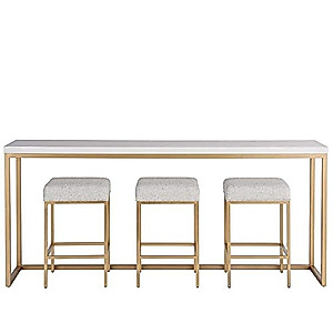 Universal Furniture Miranda Kerr Metal Console Table in Gold Finish with White Top