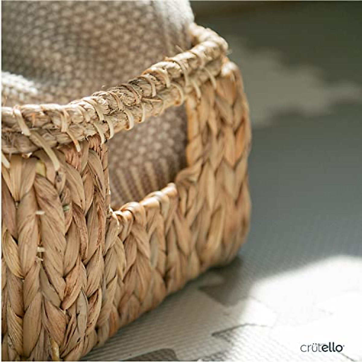 Crutello Woven Baskets for Storage, Rectangular Wicker Wall Baskets with Built-in Handles, Wicker Decorative Baskets, Boho Baskets for Organizing Gifts, Pantry, Laundry, Living Room and More