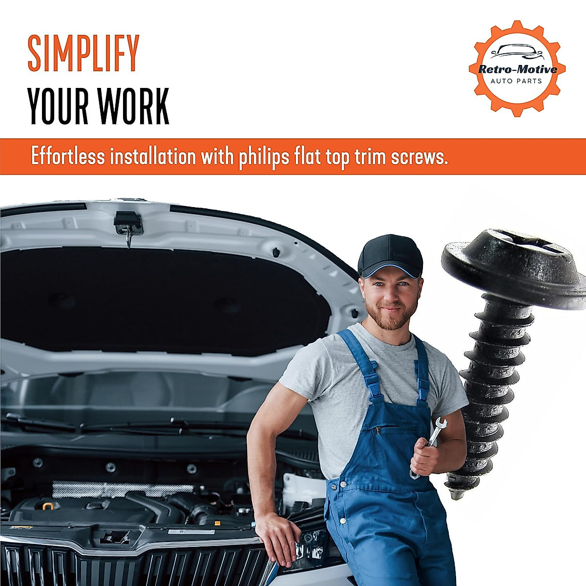 Retro-Motive #8 X 1/2 Trim Screws Phillips Flat Top Washer Head (Qty 25) #964