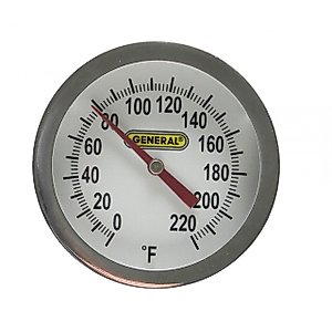 General Tools PT2008G-220 Analog Stem Thermometer with 0 to 200F Range, 8"