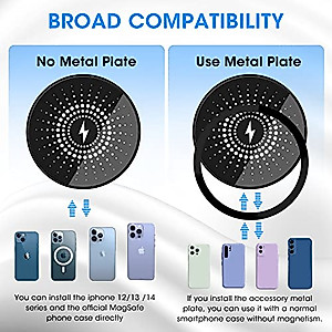 Siswilly Magsafe Car Mount Charger, 15W Fast Charge Air Vent Car Phone Holder Compatible with MagSafe iPhone 14/13/12 Pro Max, Pro, Mini & MagSafe Case (Black)