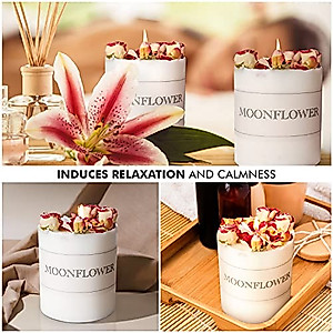 Moonflower Aromatherapy Candle Rebirth and Renewal Floral Candle Aromatic Luxury Candle for Home Decoration | Red & Pink Roses in White | Rose & Wood