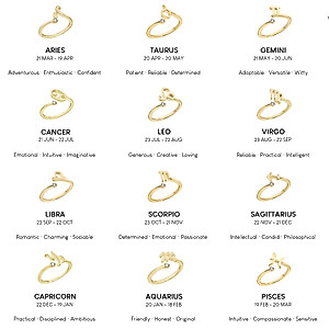 J'ADMIRE 14K Yellow Gold Plated Sterling Silver Horoscope Zodiac Ring for Women, Virgo