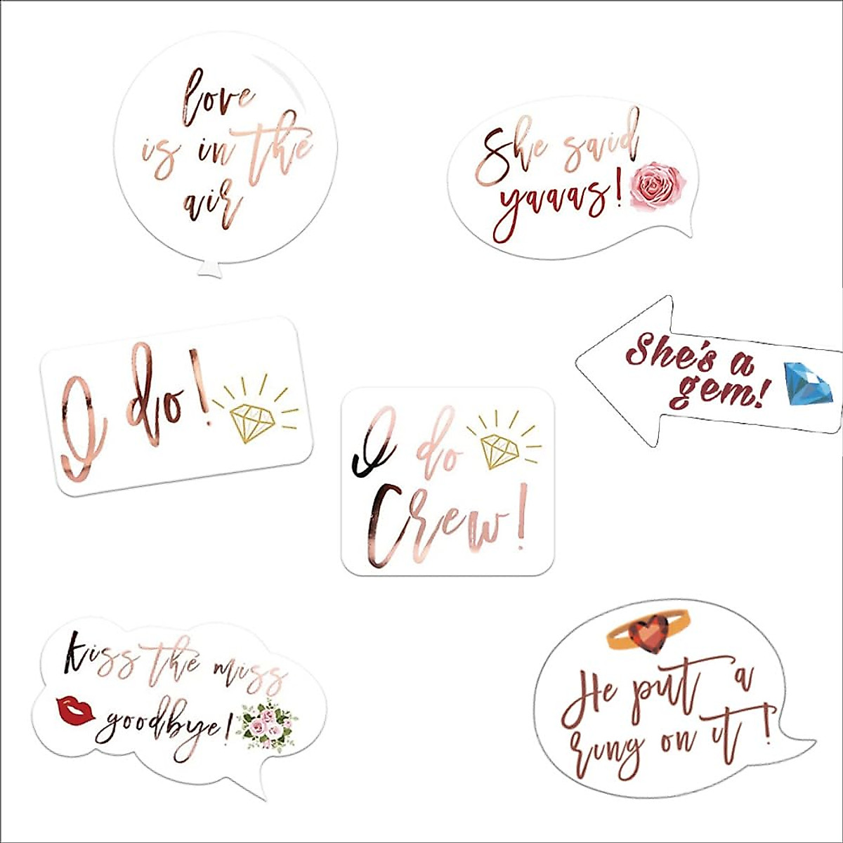 Aefavorite Bridal Shower Photo Booth Props - Rose Gold Bride to Be Photo Booth Props with Sticks for Girls Women,Wedding Engagement Party Decorations Supplies Favors