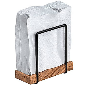 Tribello Modern Farmhouse Napkin Holder, Standing Vintage Napkin Holder for Tables, Steel And Wooden Base Kitchen & Dining Room Decor