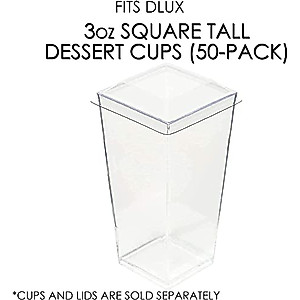 DLux 50 Lids for 3 oz Square Tall Mini Dessert Cups