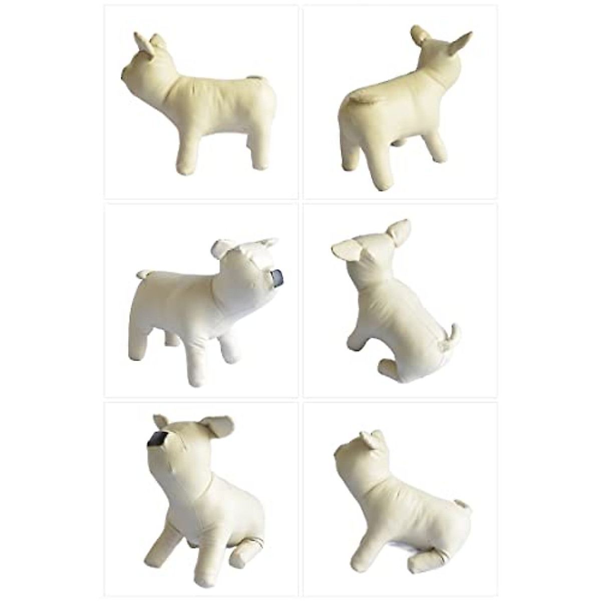 Dog Mannequins, PU Leather Standing Dog Model Flexible Stretch Dog Mannequins to Display Dog Apparel Pet Clothes, Dog Shop Supplies Bulldog Style Beige