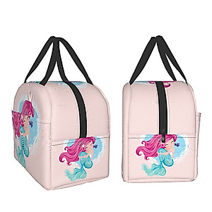 PrelerDIY Mermaid Girl Lunch Box - Insulated Lunch Bags for Women/Men Reusable Lunch Tote Bags, Perfect for Office/Camping/Hiking/Picnic/Beach/Travel