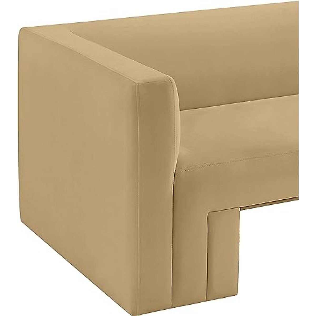 Meridian Furniture 665Camel-S Henson Collection Modern | Contemporary Velvet Upholstered Sofa with Soft Camel Velvet, Solid Wood Frame, 89.5" W x 34.5" D x 28" H, Camel