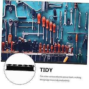 Parliky 1 Set Home Storage Rack Tool Wall Mounted Storage Rack Workshop Storage Shelf Sundries Storage Shelf Electric Drill Holder Garage Storage Shelf Drill Shelf Metal Black