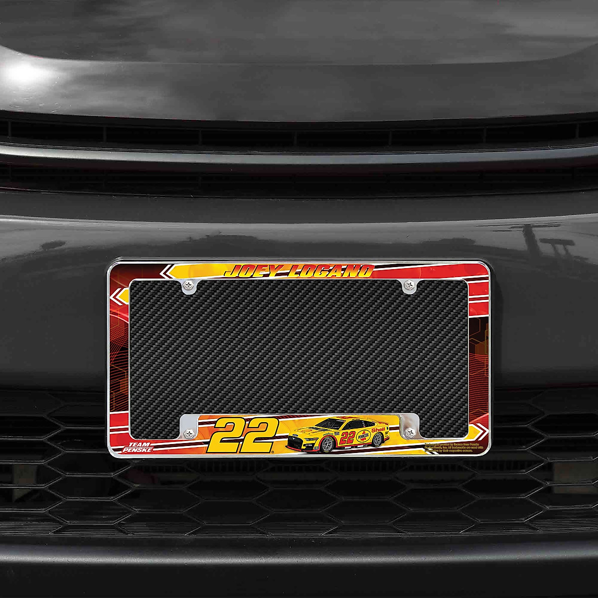 Rico Industries NASCAR Joey Logano All Over Chrome Frame 12" x 6" Chrome All Over Automotive License Plate Frame for Car/Truck/SUV