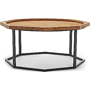 Amazon Brand – Stone & Beam Aire Rustic Octagonal Fir Wood Coffee Table, 39.5"W, Black & Natural