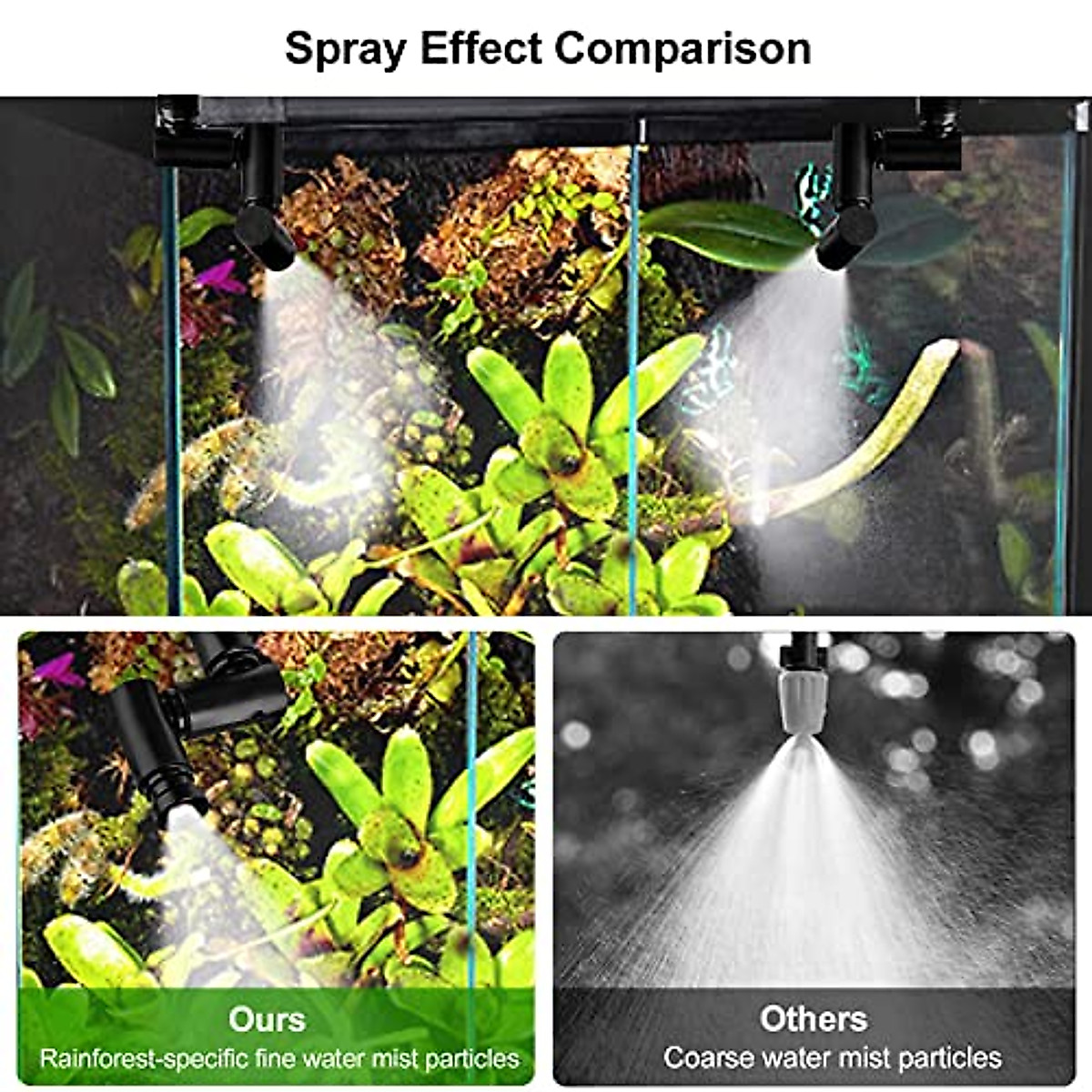 Reptile Fogger, Reptile Humidifiers Automatic Misting System with Timer, Terrariums Humidifier with Adjustable Spray Nozzles for Rainforest Plants/Chameleon/Lizard/Snake/Turtle