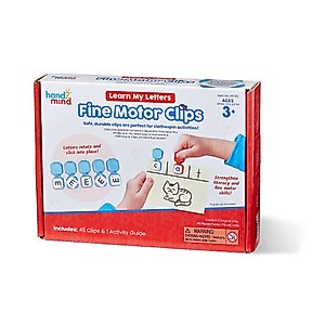 hand2mind Learn My Letters Fine Motor Clips, Kids Clothespin Activities, Letter Practice for Preschoolers, Toddler Alphabet Learning Toys, Pincer Grasp Toys, Fine Motor Toys, Reading Manipulatives