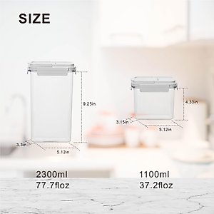 NBILIC Cereal Storage Container Set (Flip Top) BPA Free PET Plastic Material, Reusable, Pantry Organizer, Food Portion Container (Set of 4 2 Large 2 Small) Repeatable