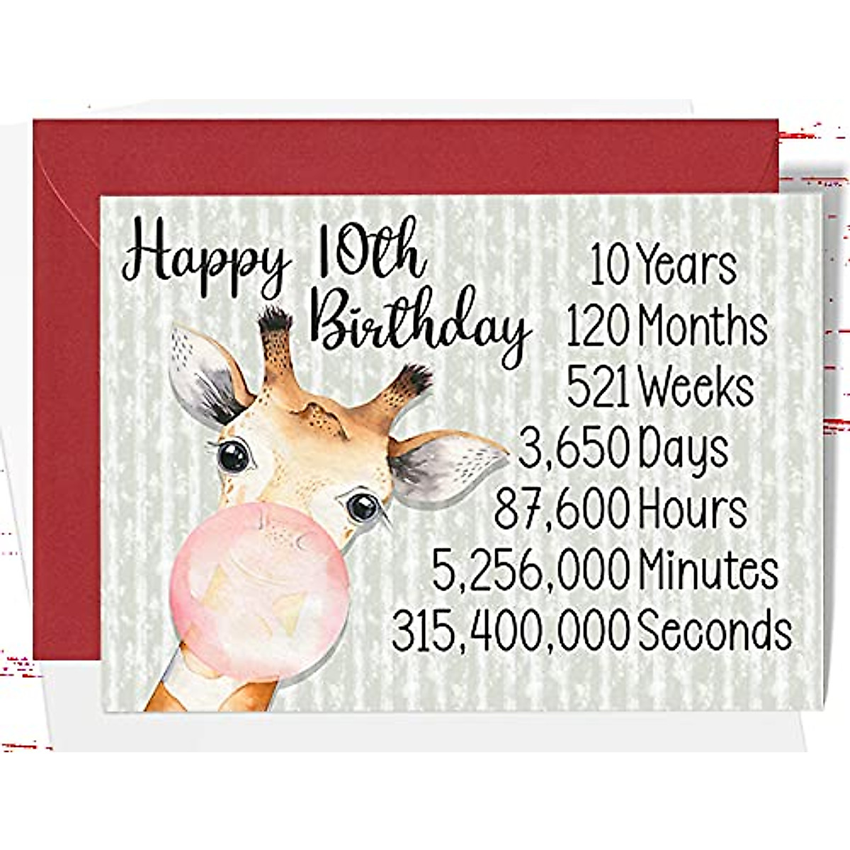 Audacious Cards 10th Birthday Card - Birthday Card Years, Months, Weeks, Days, Hours, Cute Card for 10 Year Old
