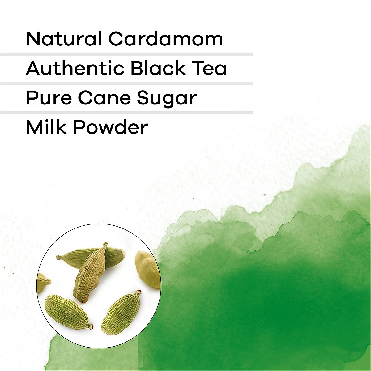 QuikTea Cardamom Instant Chai Tea Latte - 20 Count Single Box - Single Serve Pouches - All Natural & Preservative Free