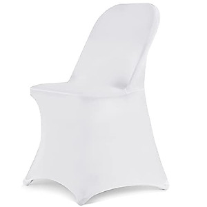 HAINARverS Stretch Spandex Folding Chair Covers 10PCS, Universal Fitted Chair Cover Protector for Wedding, Party, Banquet, Holidays, Celebration, Decoration Elastic Chair Cover(White 10pcs)