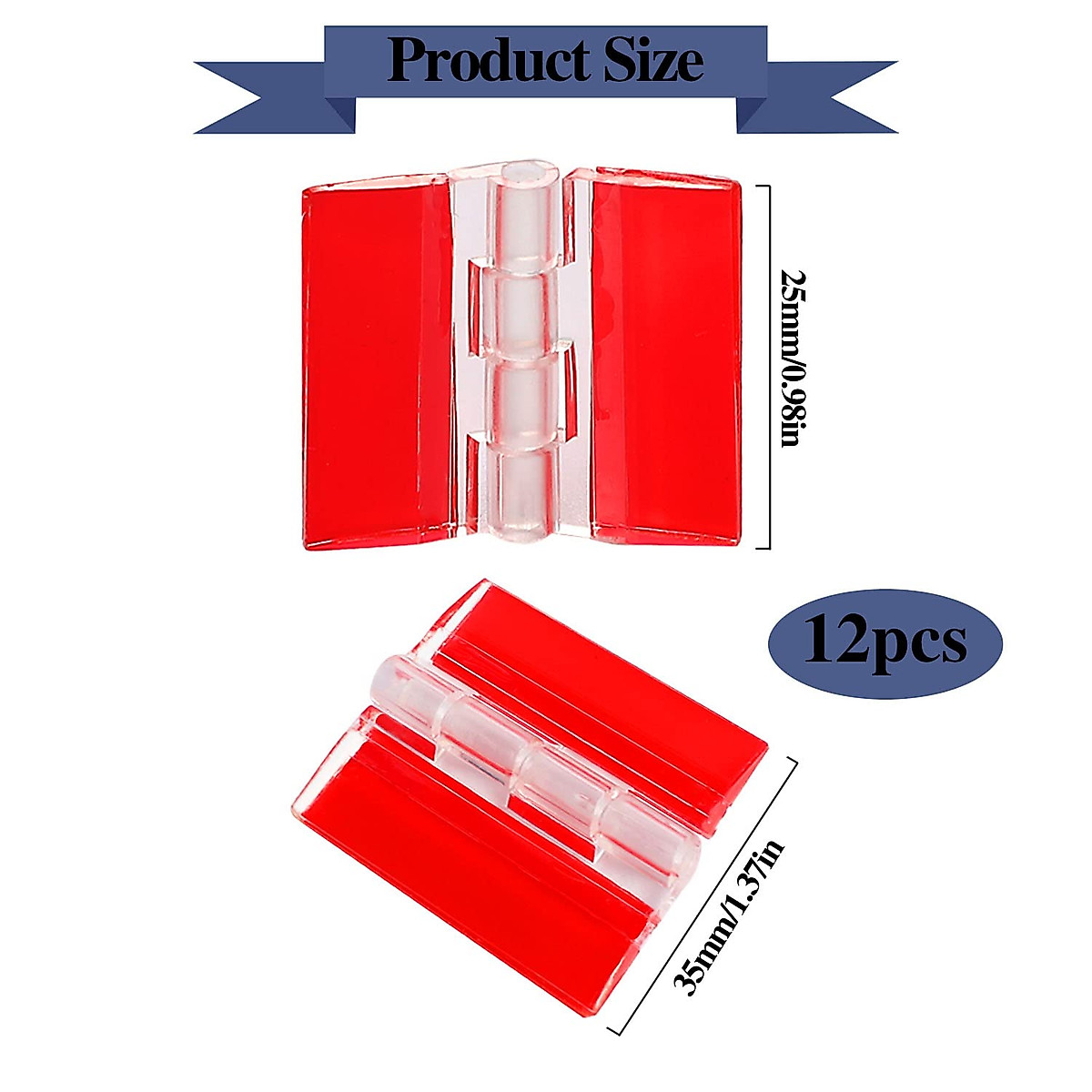 12 Pcs 35x25 mm Mini Transparent Acrylic Hinge Self-Adhesive Small Hinges Folding Hinge, Clear Plastic Hinges for Glass, Crafts, Aquarium Lid, Cabinet, Furniture, Display Stand