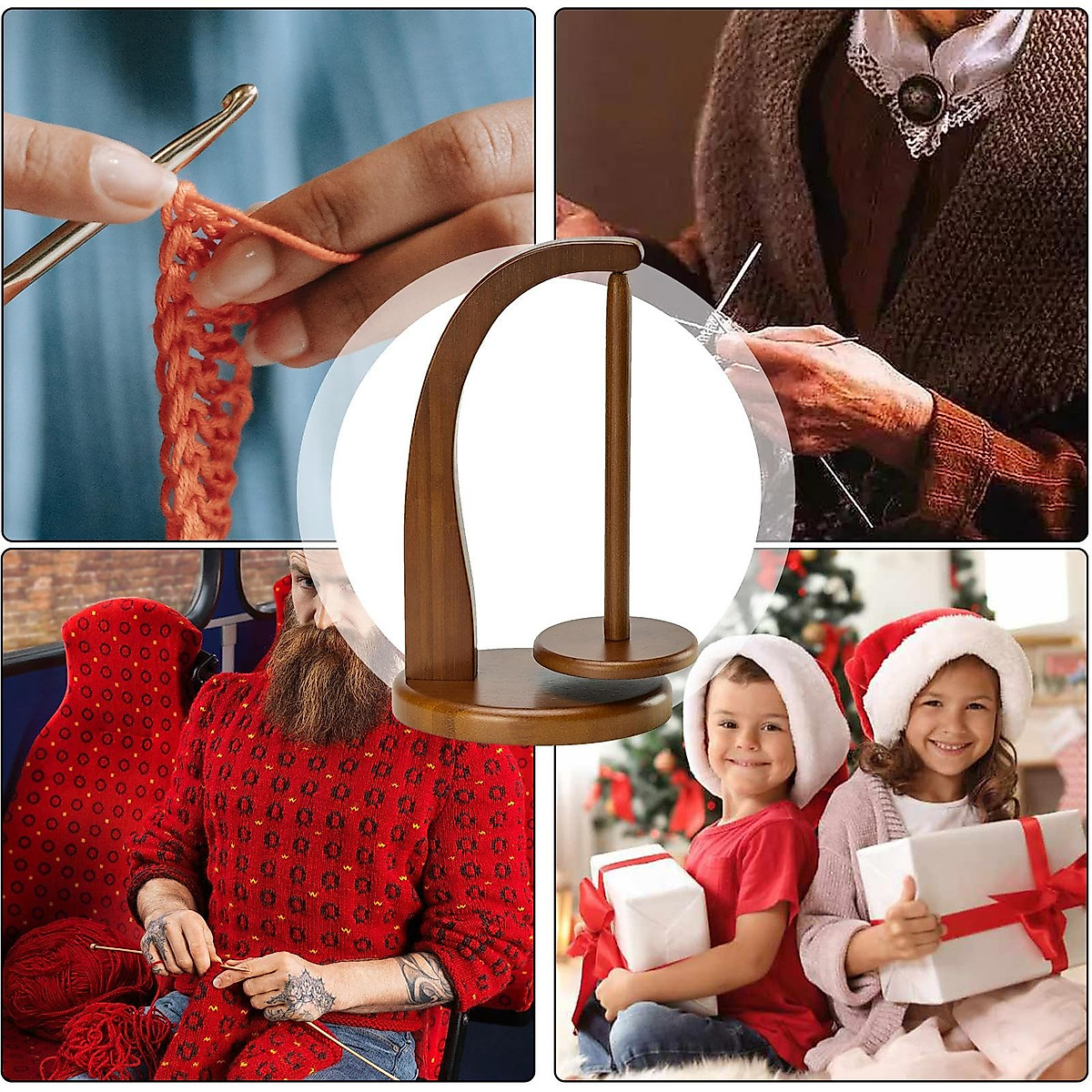 Magnetic Yarn Ball Holder, Wooden Rotating Yarn Ball Stand, 320g Bearing Load Yarn Spinner for Crocheting, Magnetic Pendulum Yarn Knitting and Crochet Yarn Feeder Holder