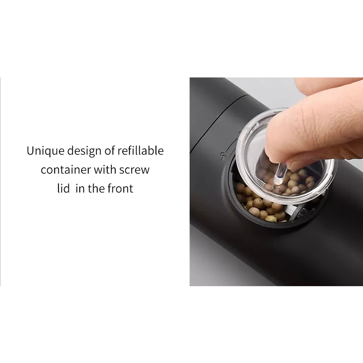 OurStory. Electric pepper grinder for your home & kitchen. s kitchen gadgets. Kitchen small appliances suitable for gift set. Battery operated kitchen accessories., Black, stainless steel (KYMQ-17A)