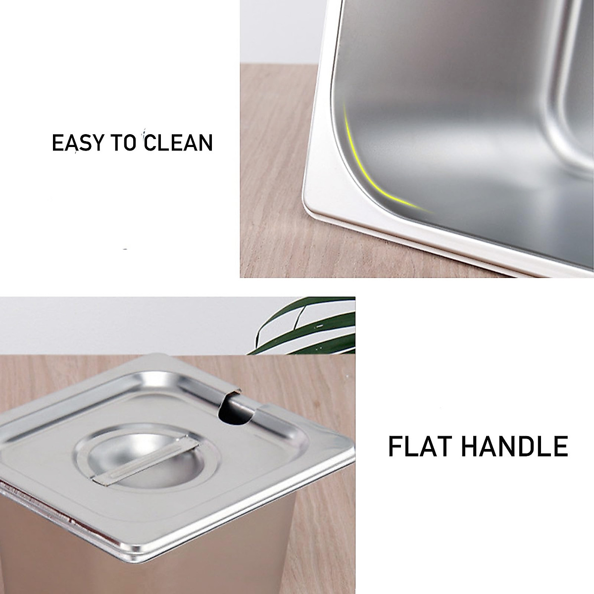 Generic 6 Pack Steam Table Pan, 4in Deep 1/6 Size Stainless Steel Food Pan Stackable Catering Pan with Lid for Restaurant, Hotel, Buffet, Party Supplies, 1.5L Capacity, Silver, KHJ93