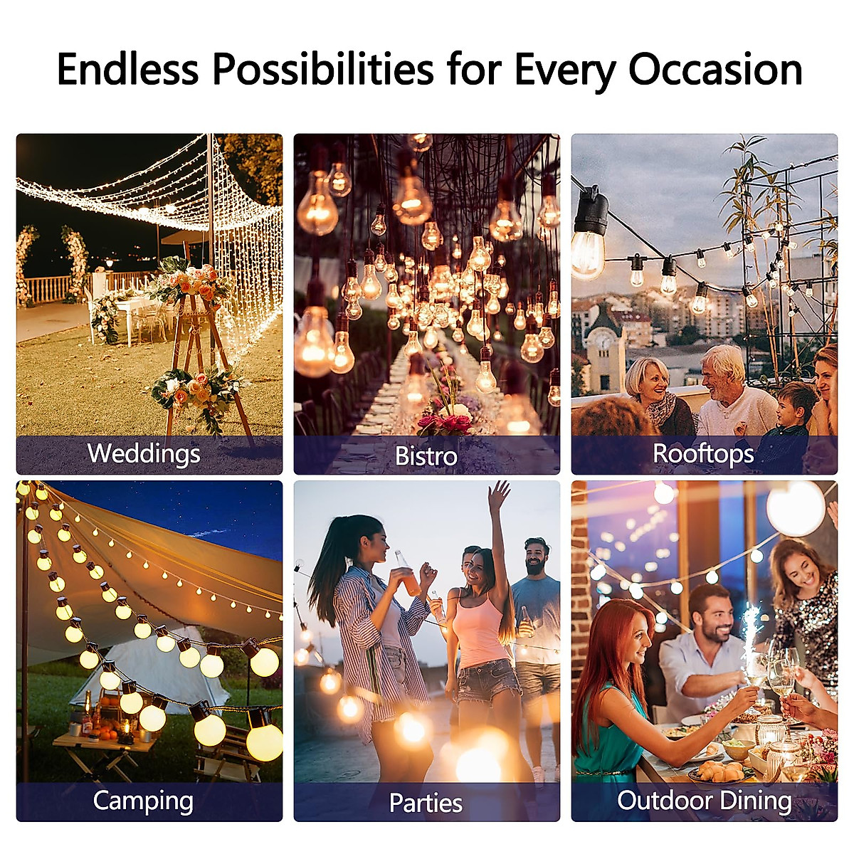 Stright 48FT Solar Powered String Light with Remote Control 8 Light Modes, Weatherproof Shatterproof LED Bulb 15 Sockets Outdoor Strand Patio Light for Fence Backyard