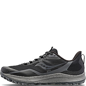 Saucony womens Peregrine 12 Running Shoe, Black/Charcoal, 8.5 US