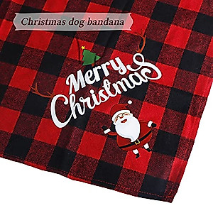 STMK 2 Pack Christmas Plaid Dog Bandanas, Merry Christmas Holiday Plaid Dog Bandanas for Large Medium Dog Christmas Costume Decorations (Red & Green, Santa & Snowman)